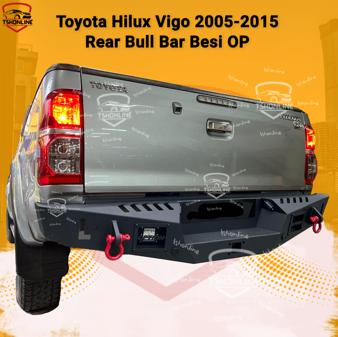 Toyota Hilux Vigo Nissan Navara Rear Bull Bar Metal OP Vigo Navara Bull ...