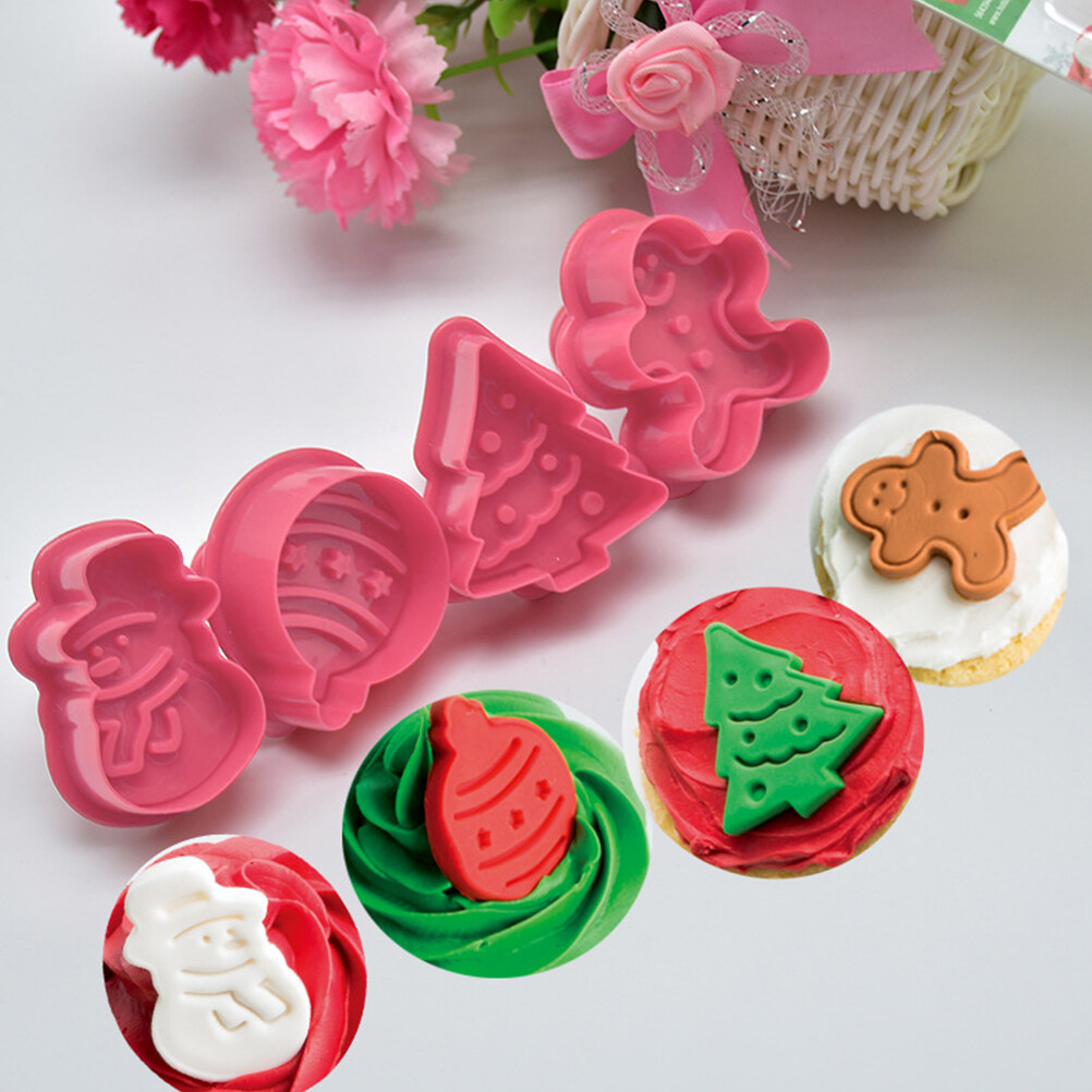 4 Pcs Christmas Cookie Cutters Set Christmas Tree Snowman Gingerbread ...