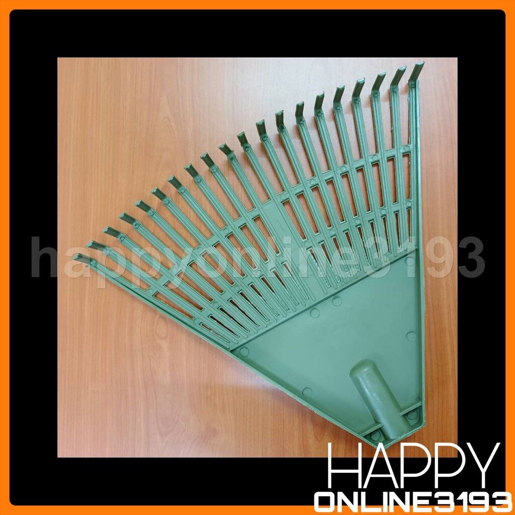 PVC Gardening Rake With Wood Handle Cakar PVC Hijau Grass Claw 扇耙 | Lazada