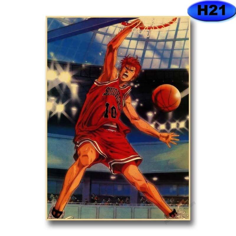 Anime Slam Dunk Poster Retro Kraft Paper Posters Prints Home Decor Wall ...