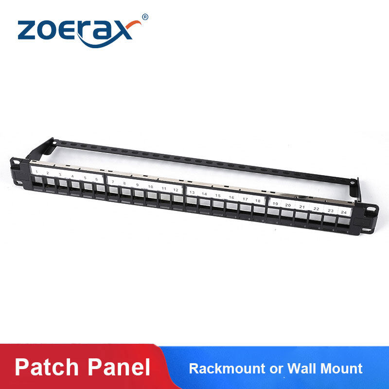 ZoeRax Rackmount or Wall Mount 24 Port Keystone Patch Panel (Blank ...