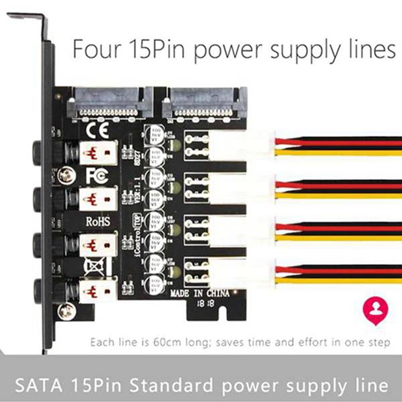4 Ports HDD Power Control Switch Hard Drive Switcher 15-Pin SATA Selector for PC Desktop ...