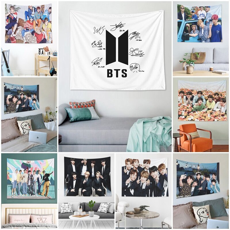 Bts Kpop พรมพื้นหลังผนังศิลปะห้องนอนแขวนผ้าตกแต่ง100X70CM - Kpop Home ...