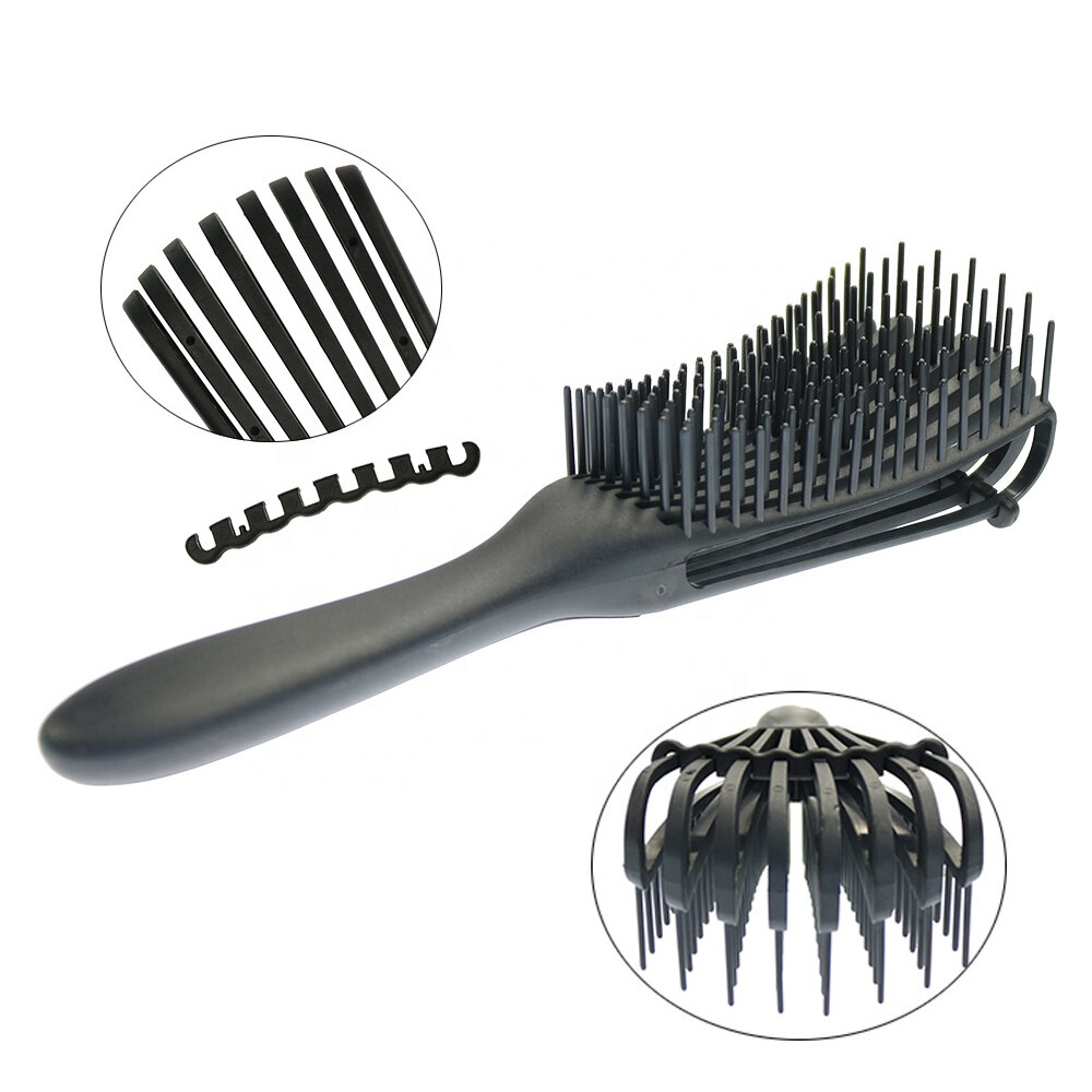 (Black)Comb Hair Comb Detangling Brush for Natural Hair Adjustable ...