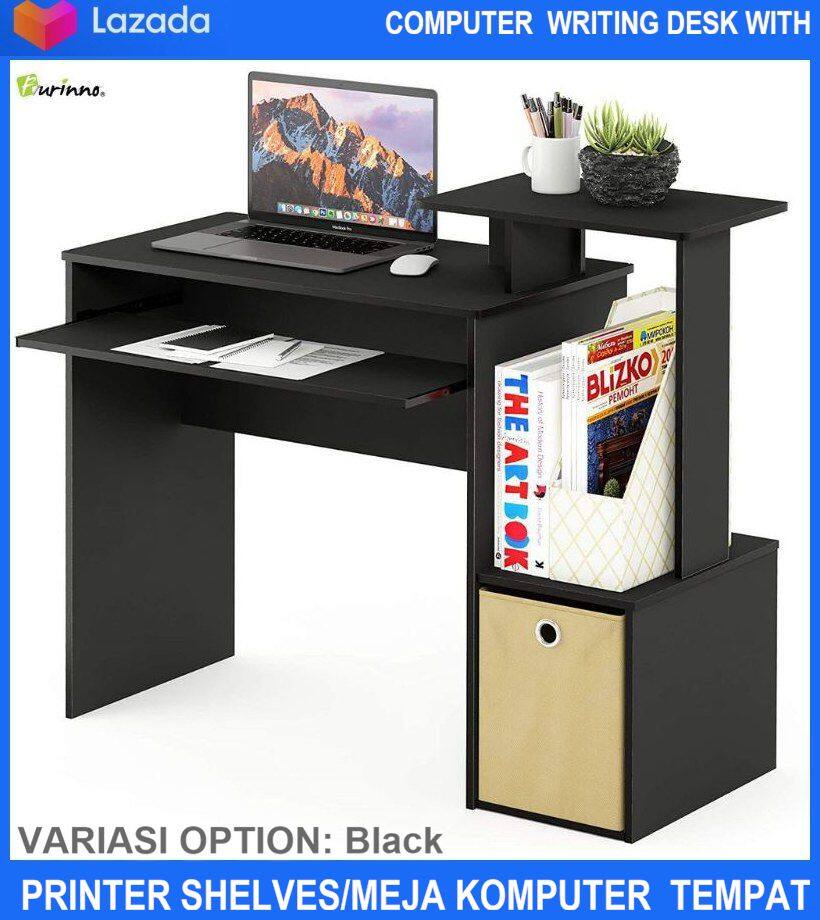 Computer & Writing Desk With Printer Shelves/meja Komputer & Tempat ...