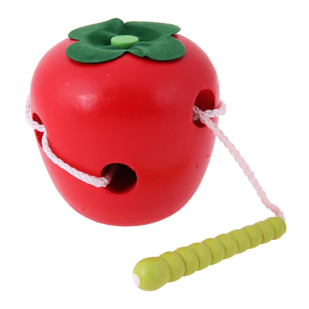 Caterpillar Eat Fruit Threading Toy Fruit Lacing Threading Wooden ...