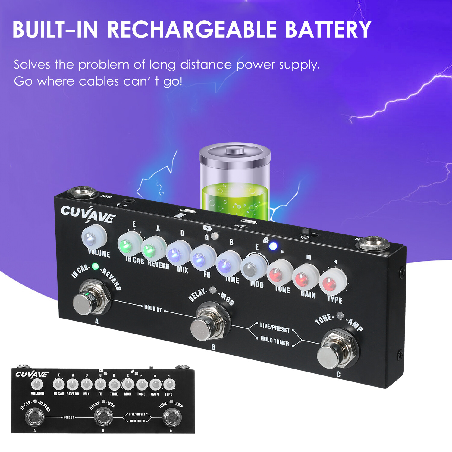 Ready CUVAVE เด็ก CUBE แบบพกพากีต้าร์ไฟฟ้ารวมเหยียบไร้สายเล่นเพลง ...