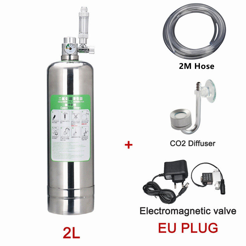 1L/2L Stainless Steel Carbon Dioxide Reactor Fish Tank Aquarium DIY CO2 ...