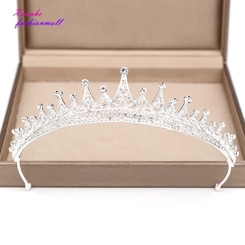 Wedding Bridal Gold Silver Crystal Tiara Geometric Shape Crowns ...
