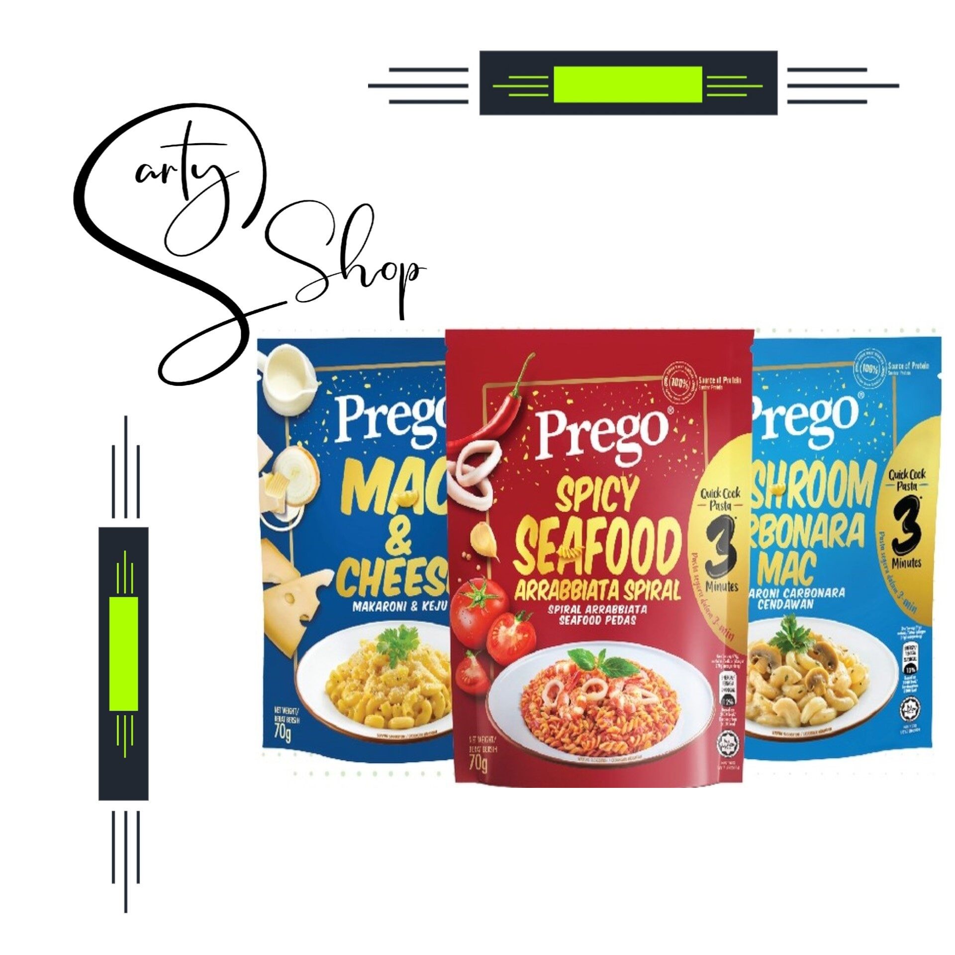 Prego Quick Cook Pasta Spicy Seafood / Mac & Cheese / Mushroom ...