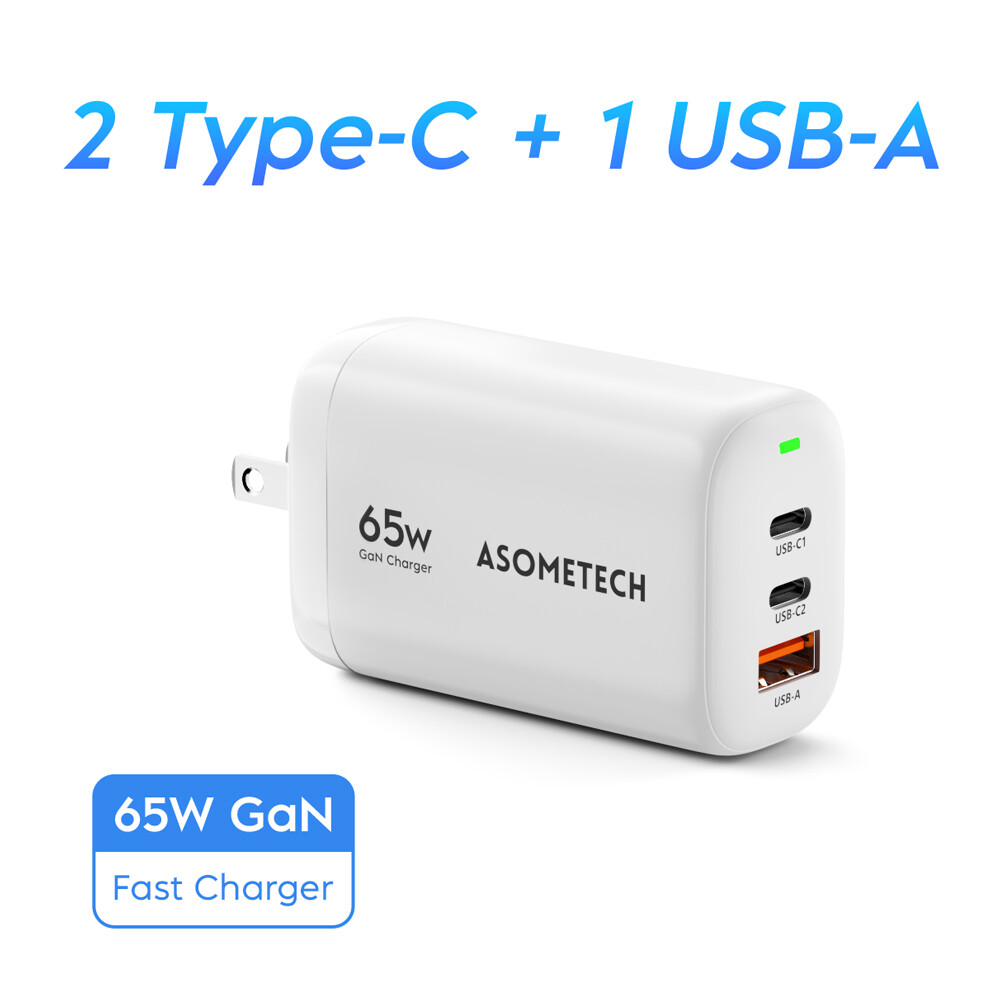 ASOMETECH 65วัตต์ GaN ชาร์จ Type C PD USB ชาร์จอย่างรวดเร็วชาร์จ USB-C แบบพกพาด่วนชาร์จ4.0 3.0 ...