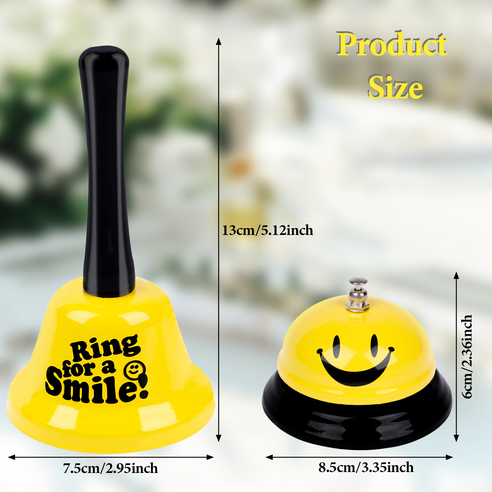 WORE 3 Pieces Service Bell Hand Ringing Bell Diameter Desk Bell Service ...