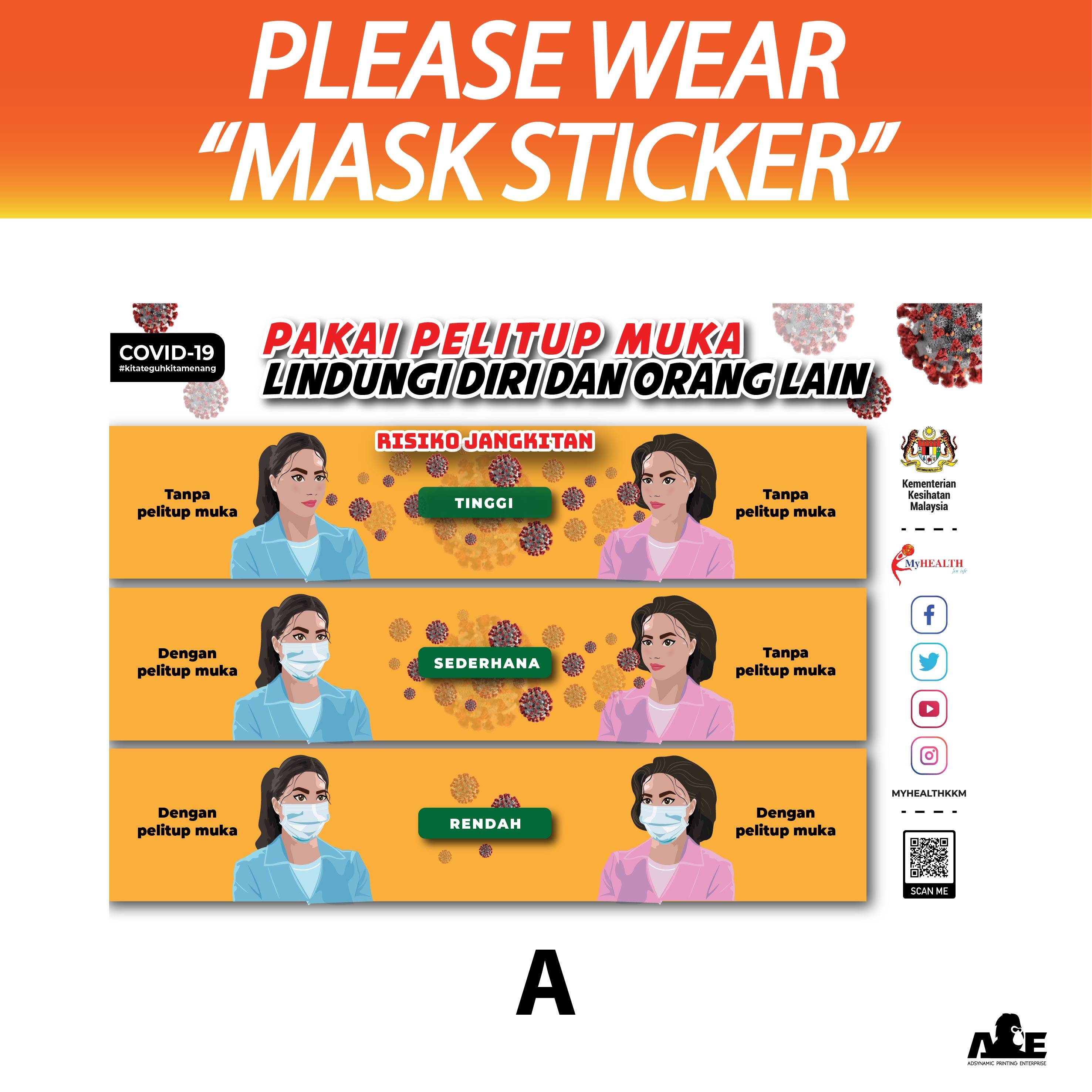 SOP Awareness (PAKAI PELITUP MUKA) - Wallpaper/ Poster [A4/A3] Labels ...