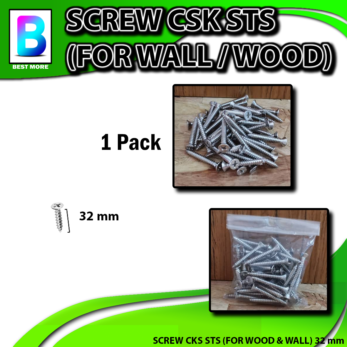 SCREW CSK STS 8# (FOR WALL/WOOD) | Lazada