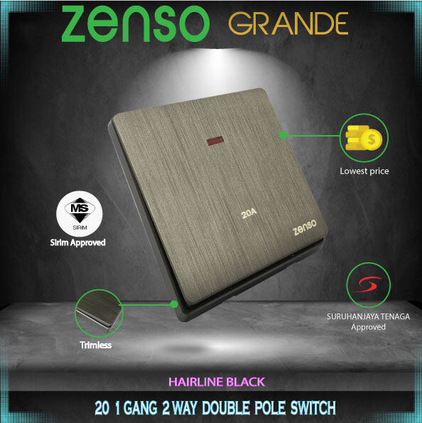 Zenso Grande Switches & Sockets - Hairline Black Color (BIGDIY) TV ...