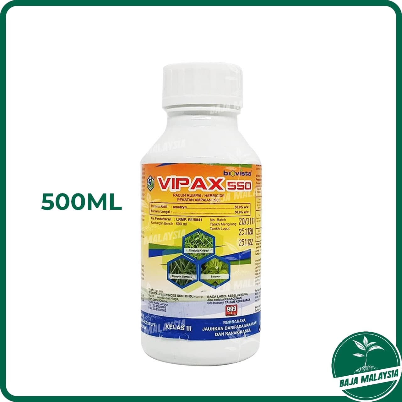 BIOVISTA Vipax 550 500ML Ametryn 50% Herbicide Weed Grass Killer Racun ...