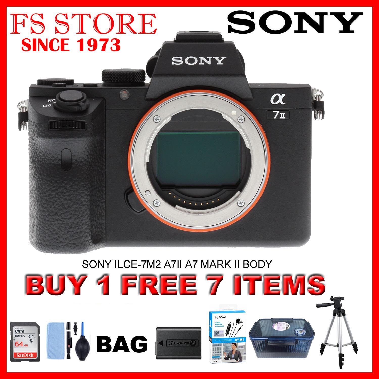 SONY ORIGINAL MALAYSIA ILCE-7M2 A7II A7 MARK II BODY FREE 64GB & BAG ...