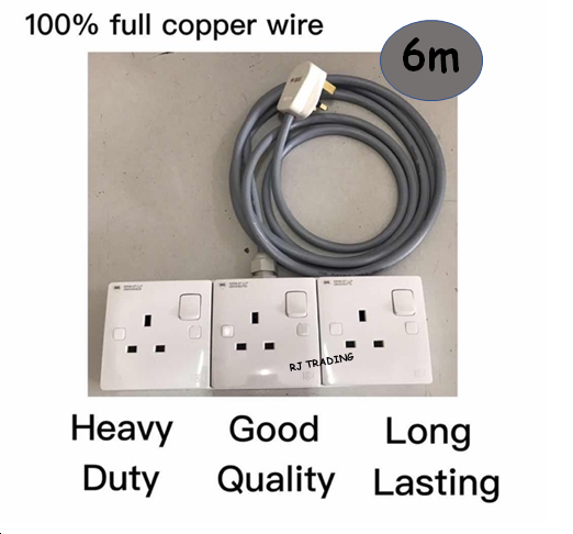 (READY STOCK) HEAVY DUTY 3 way extension wire socket c/w 70/0076 FULL ...