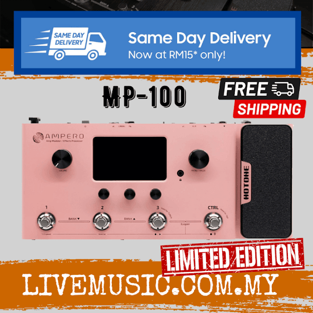Hotone Limited Edition MP-100 Ampero Multi Effects Pedal - Black / Pink ...
