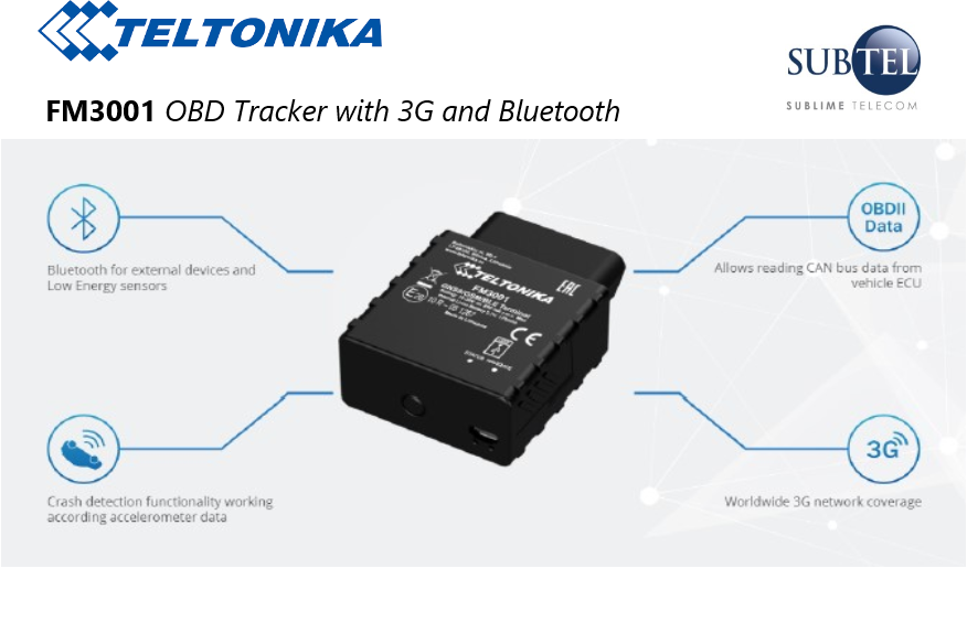 Teltonika FM3001 trackers GNSS, 3G, 2G & Bluetooth Modules OBDII CAN ...