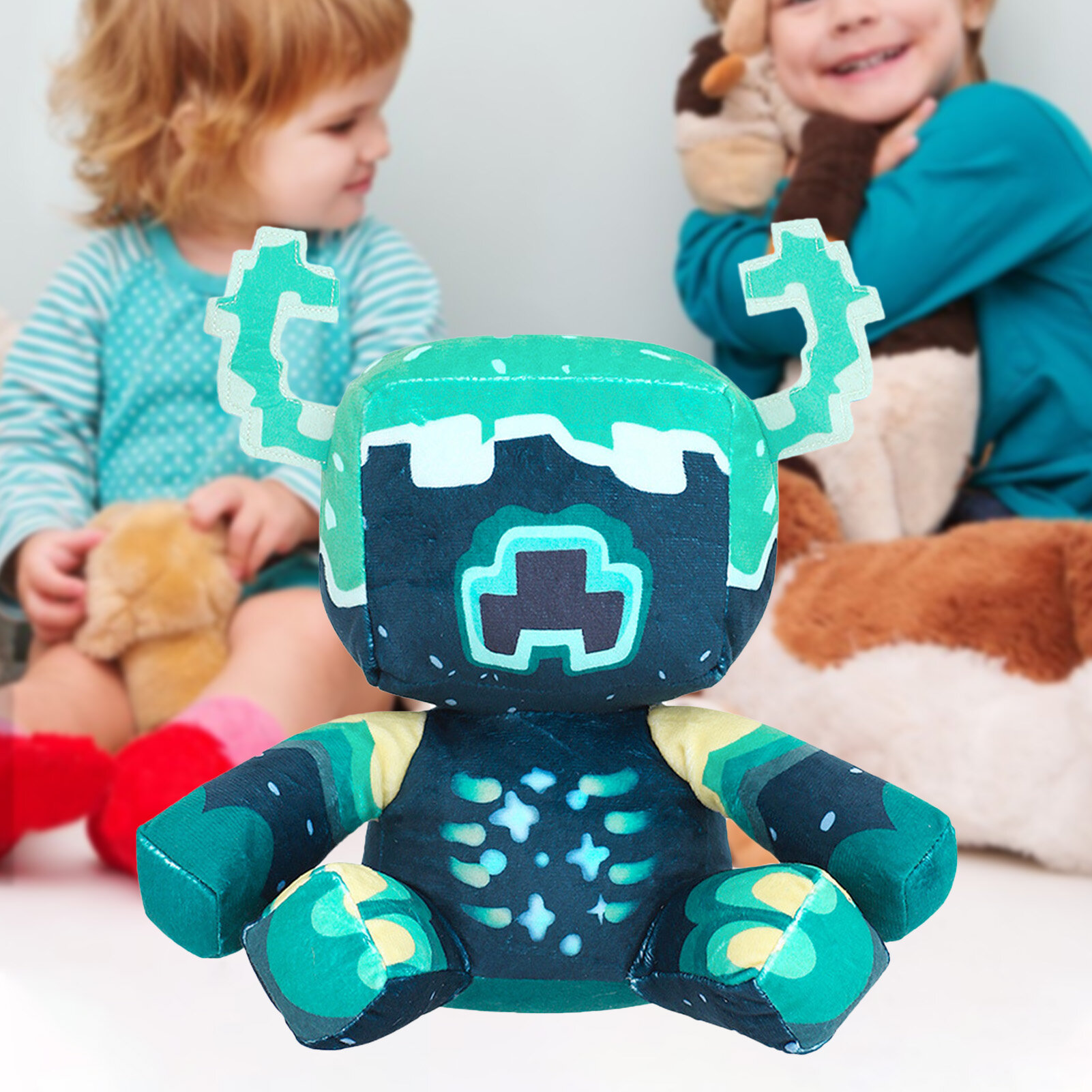 Minecraft Plush Pixelated Warden โยนหมอนตกแต่ง PP Cotton Game อุปกรณ์ ...