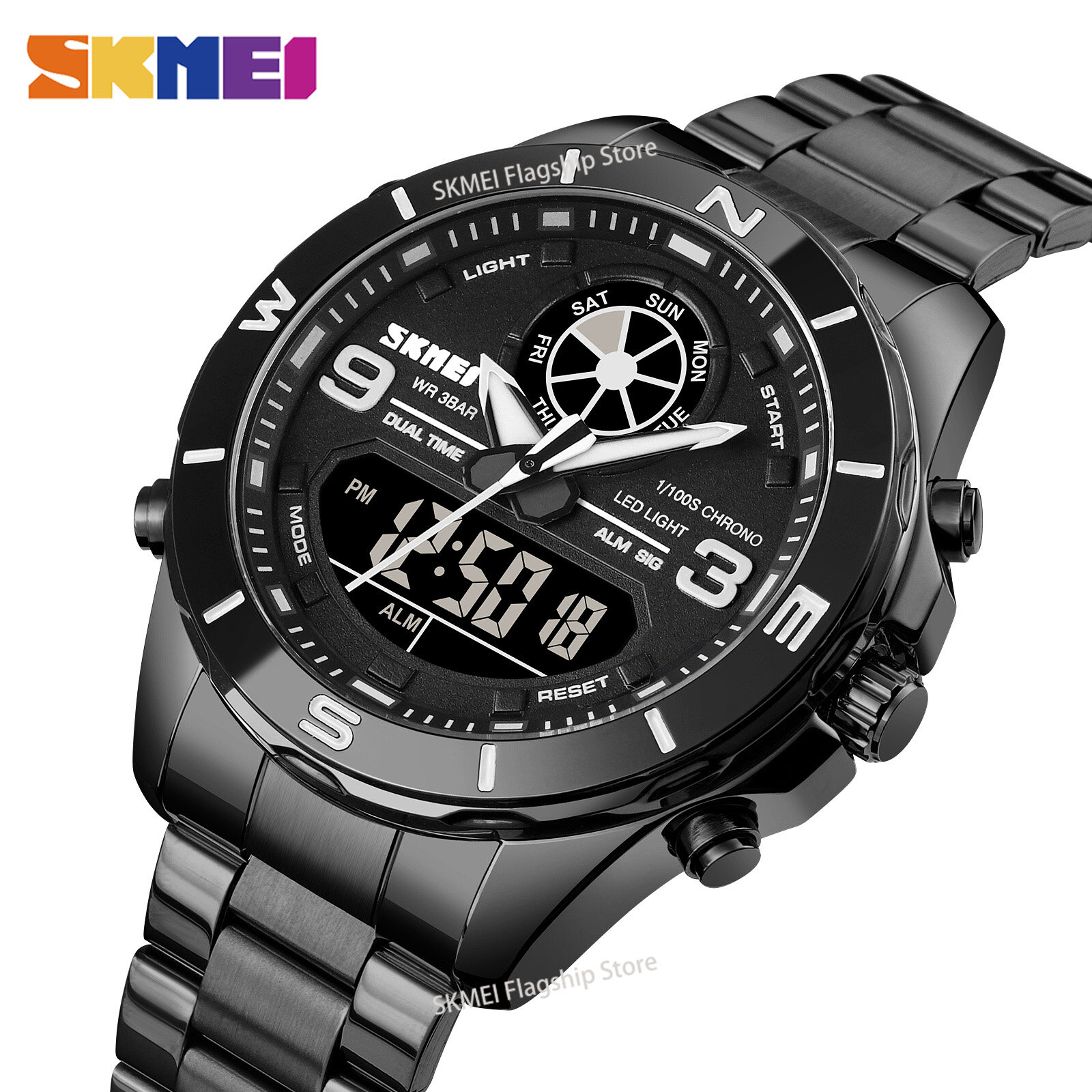 SKMEI 2022 New Digital Watch For Men Led Light Timing Futuristic City ...