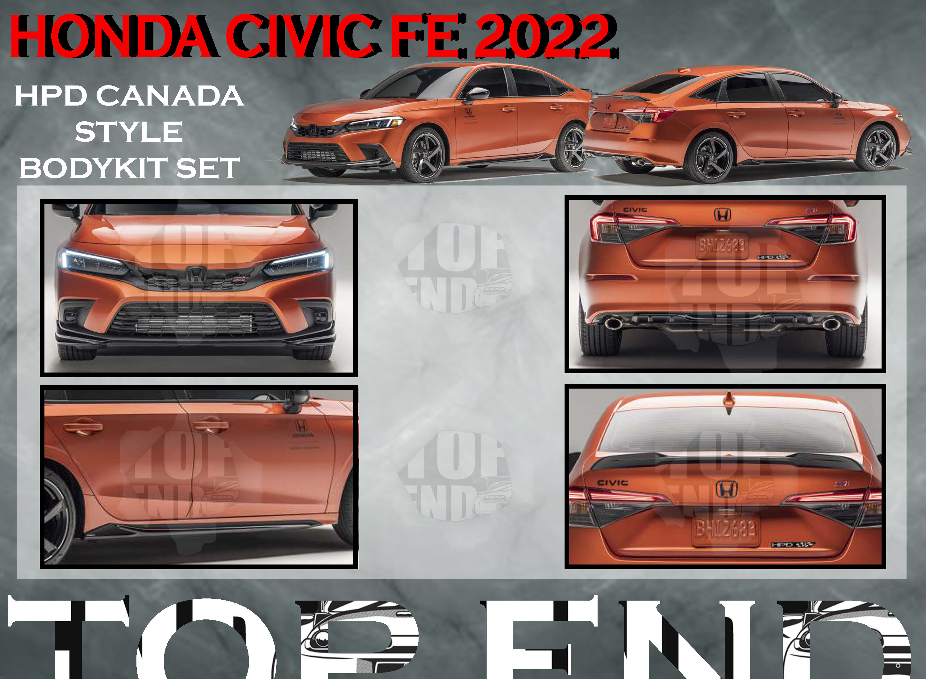 HONDA CIVIC FE 2022 HPD (CANADA) STYLE BODYKIT CIVIC FE FRONT SKIRT ...