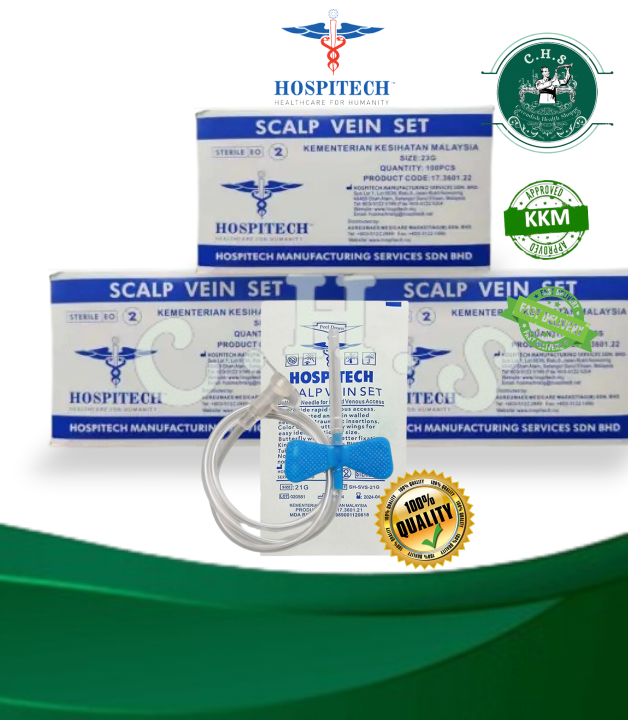 HOSPITECH SCALP VEIN SET 23G BUTTERFLY NEEDLE FOR RAPID VENOUS ACCESS | Lazada