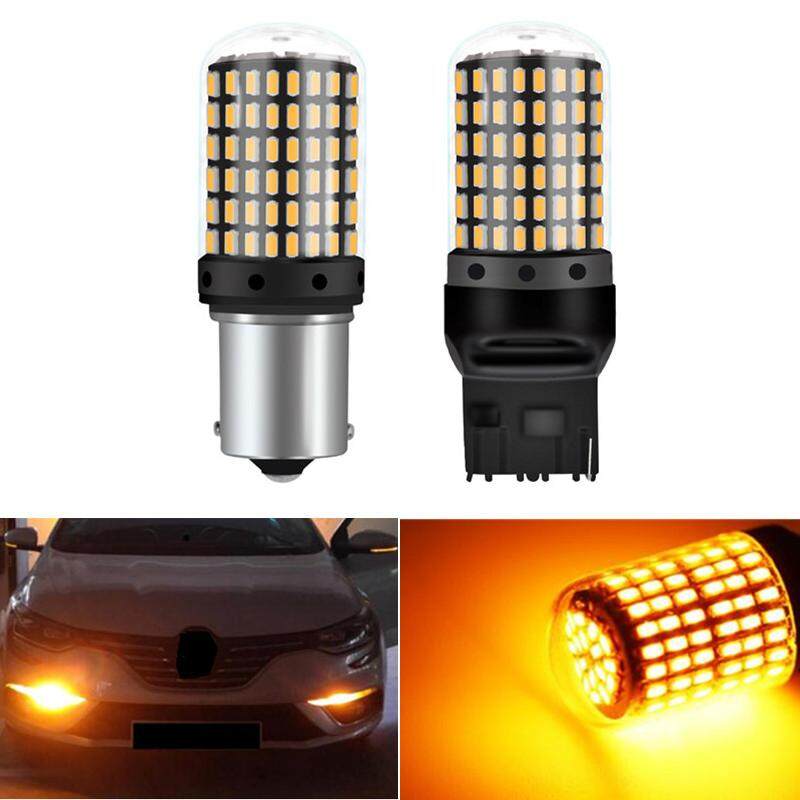 2PCS Turn Signal Light 1156 BAU15S No Hyper Flash Amber 144SMD Canbus ...
