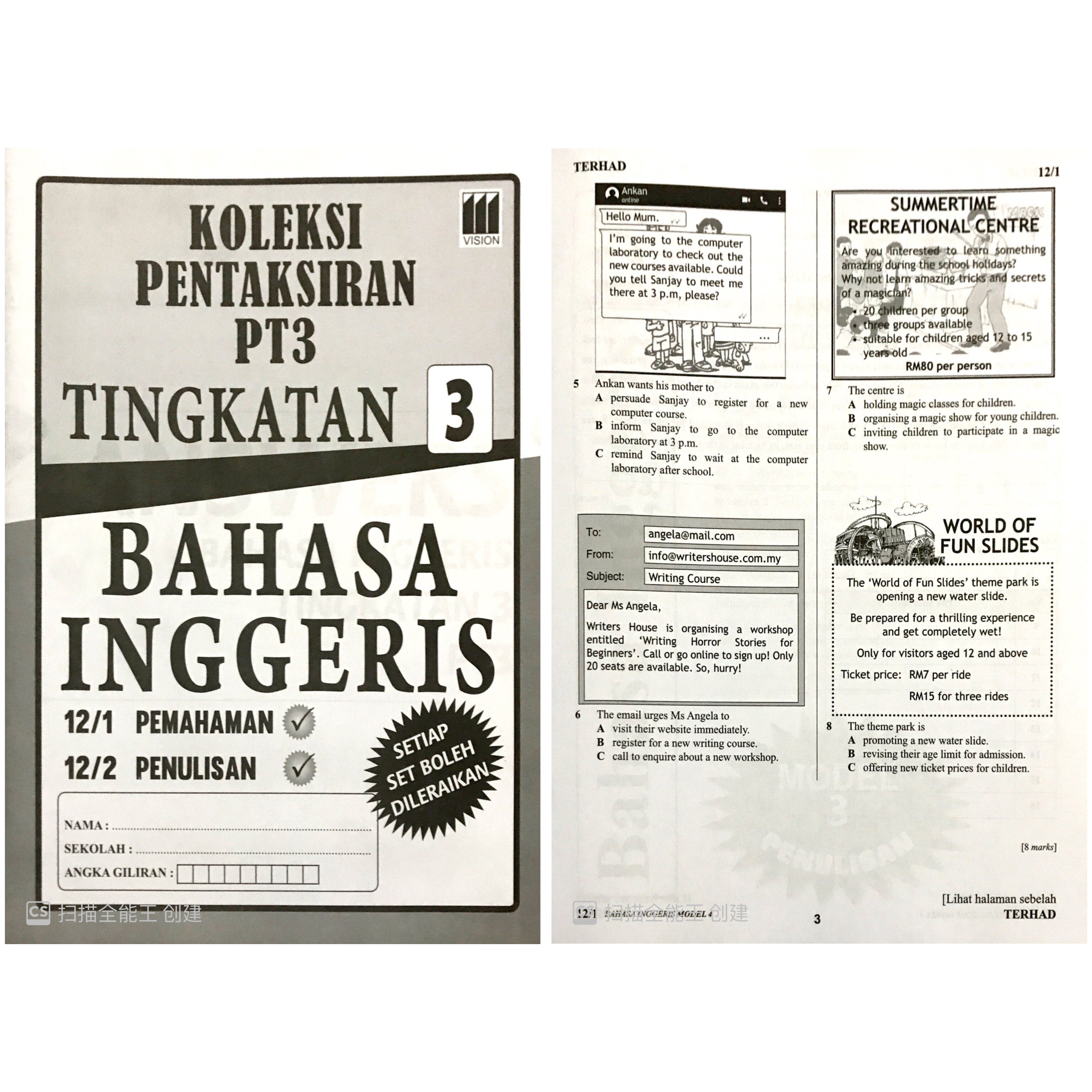 【Vision】Kertas Model: Koleksi Pentaksiran PT3 Tingkatan 3 Dwibahasa ...