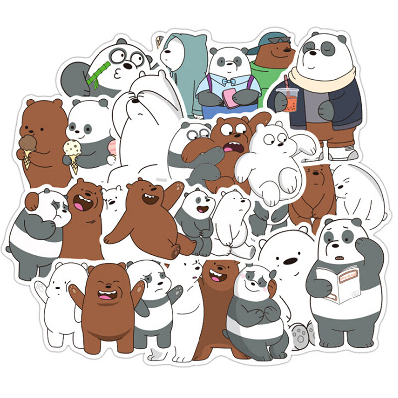 BAIK 36Pcs We Bare Bears Skateboard Stickers Vinyl Laptop Luggage Phone ...