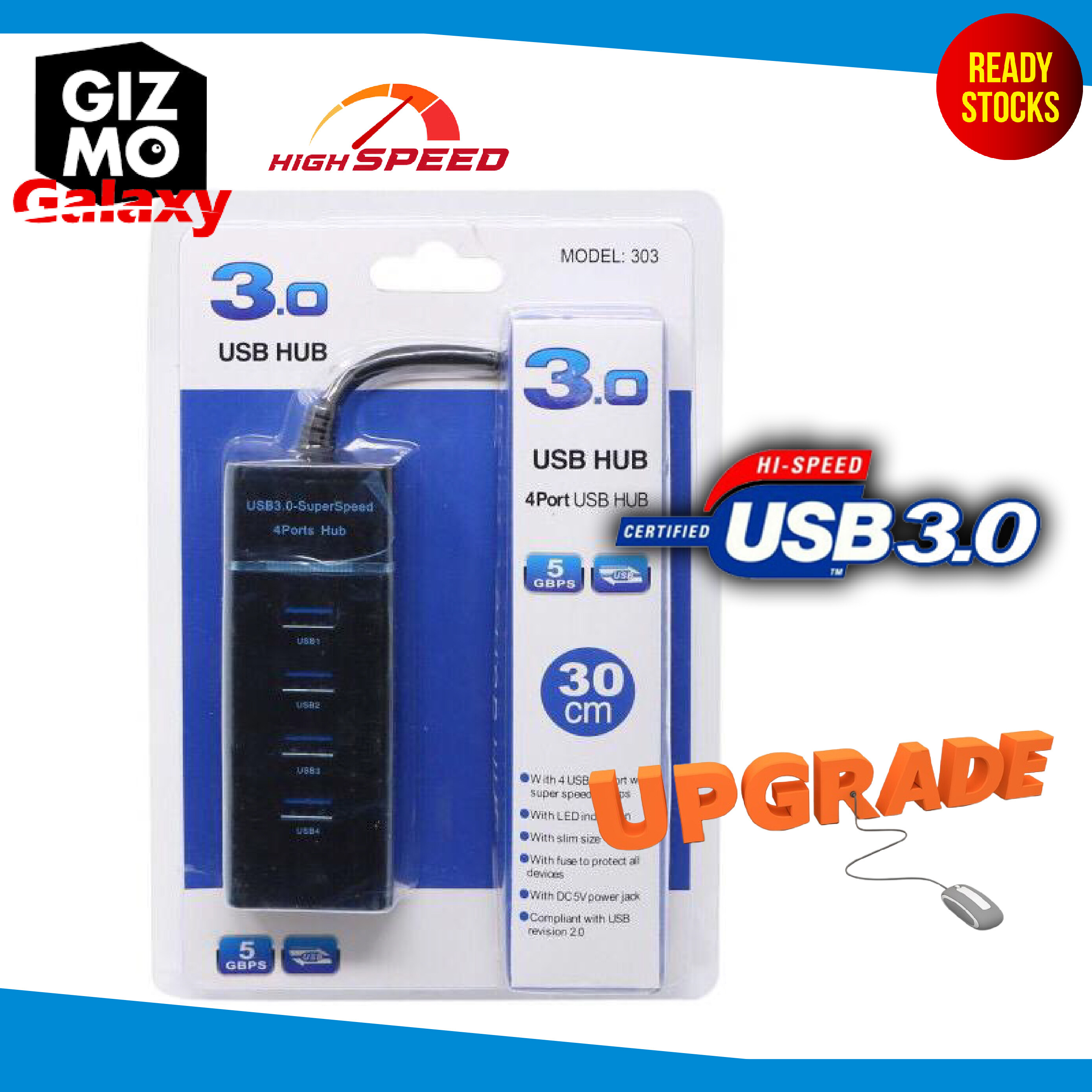 USB Hub 3.0 Port Extension Cable High Speed 4 Port Multi Splitter USB ...