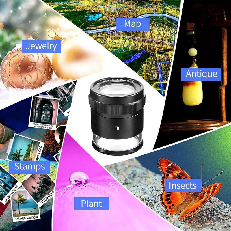 LED Scale Loupe 10X Illuminated Desktop Magnifier Metal Detachable ...