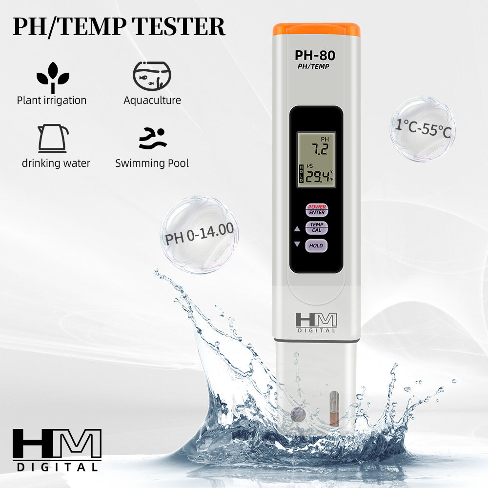 HM PH-80 Digital Water Quality Tester Waterproof 2 in 1 pH /Temp ...