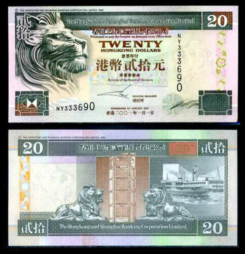 香港 HONG KONG 20 DOLLARS (2001) HSBC UNC 100% NEW AND REAL BANKNOTE | Lazada