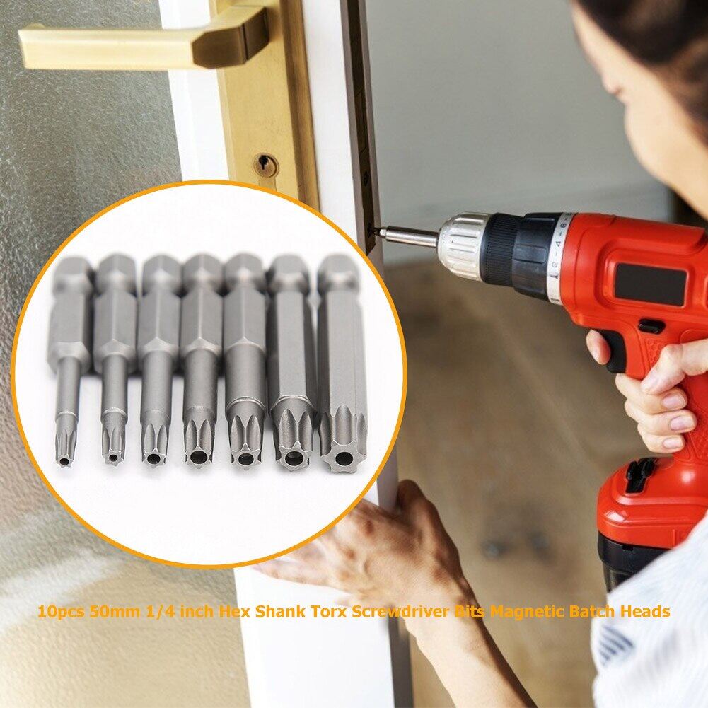 10Pcs 50Mm 1/4นิ้ว Hex Shank T10 T15 T20 T25 T27 T30 T40แม่เหล็ก Star ...