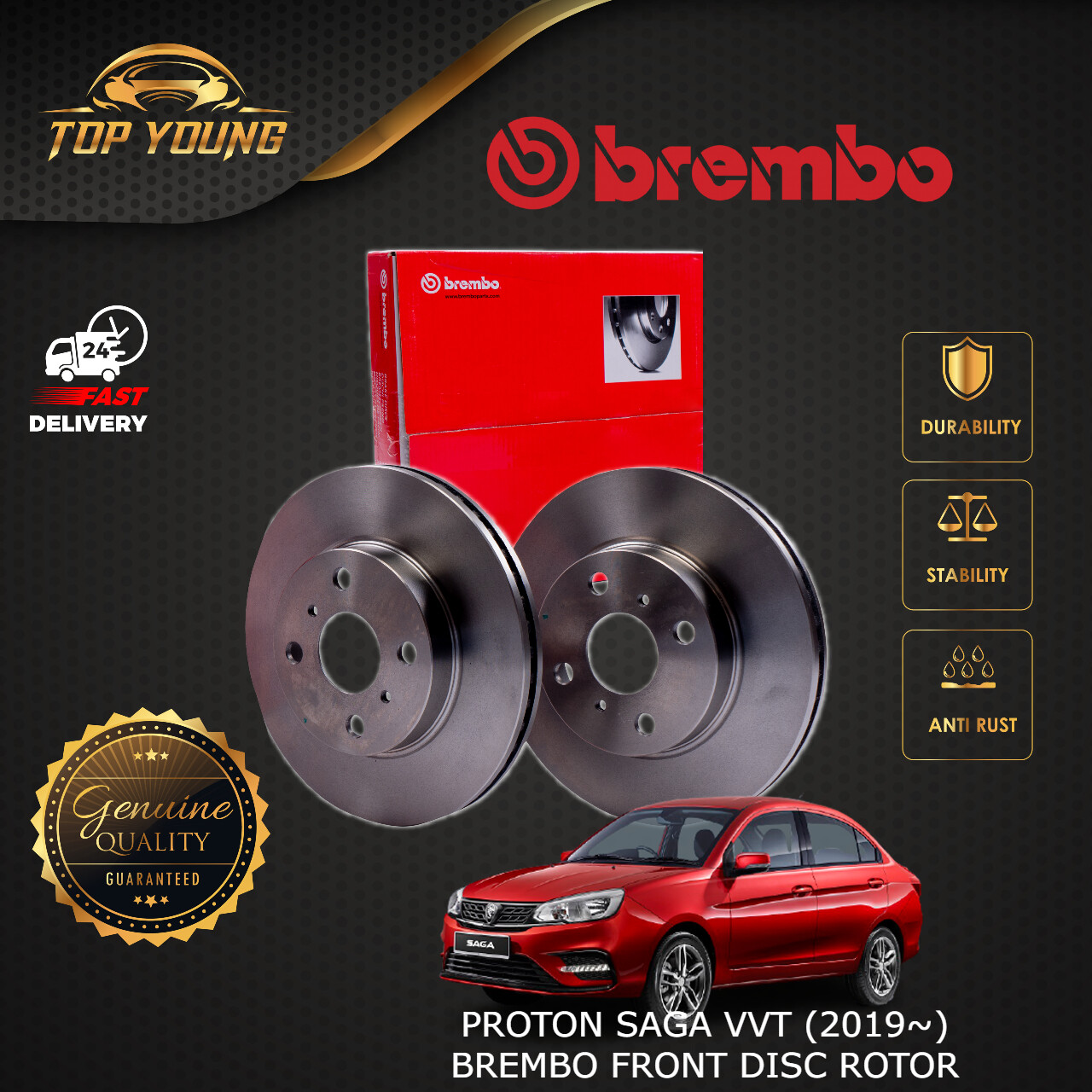 BREMBO PROTON SAGA VVT (2019~)FRONT 100% ORIGINAL BREMBO DISC BRAKE ...
