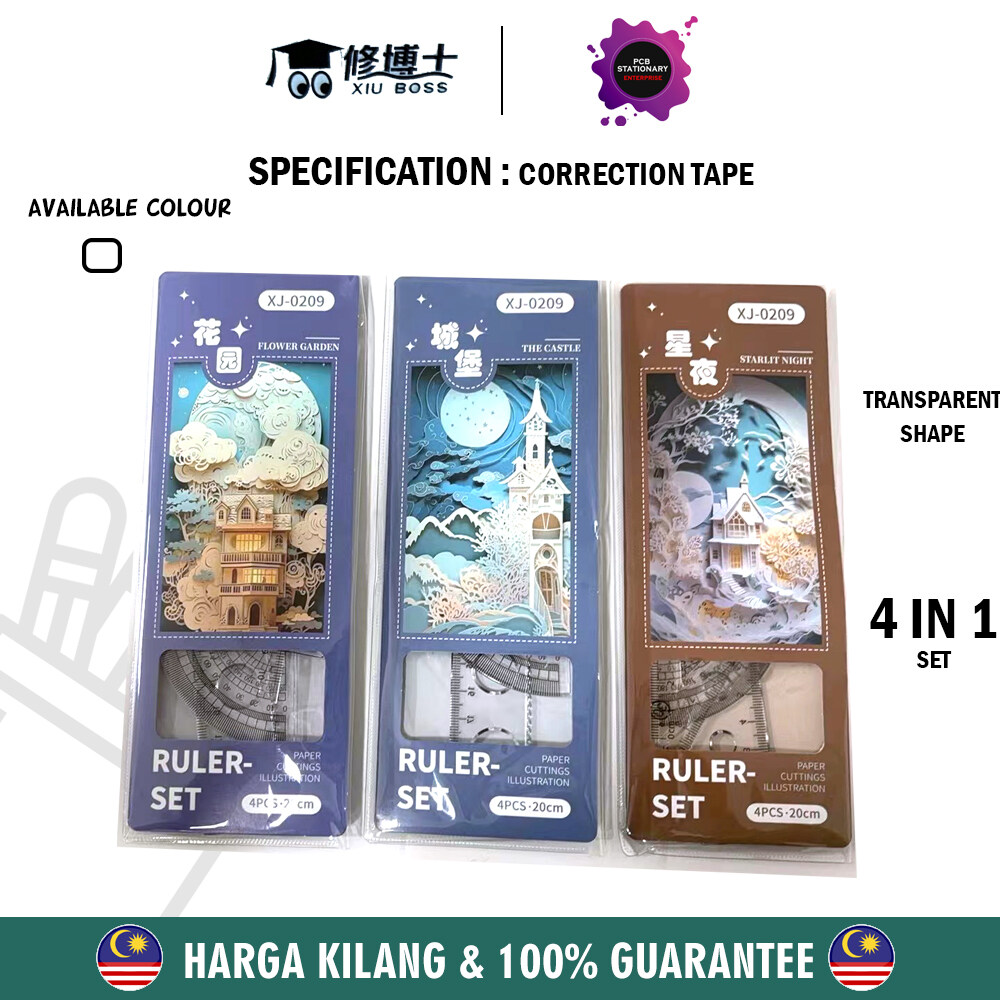 Fancy Exam Ruler Set Geometry Standard High Quality 4 In 1 - 1'Set Set ...