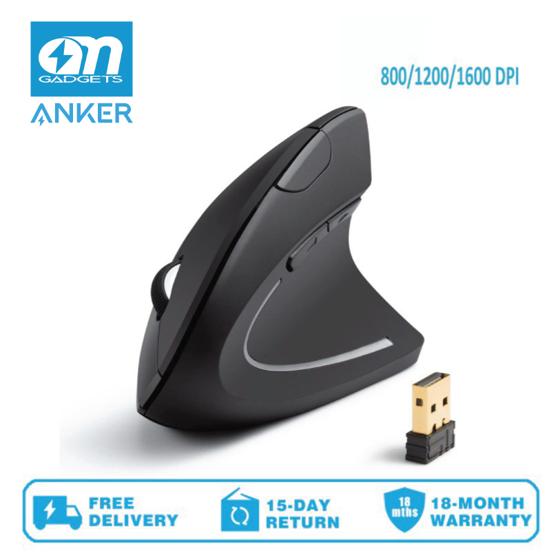 Anker A7852 2.4G Wireless Vertical Ergonomic Optical Mouse, 800 / 1200 ...