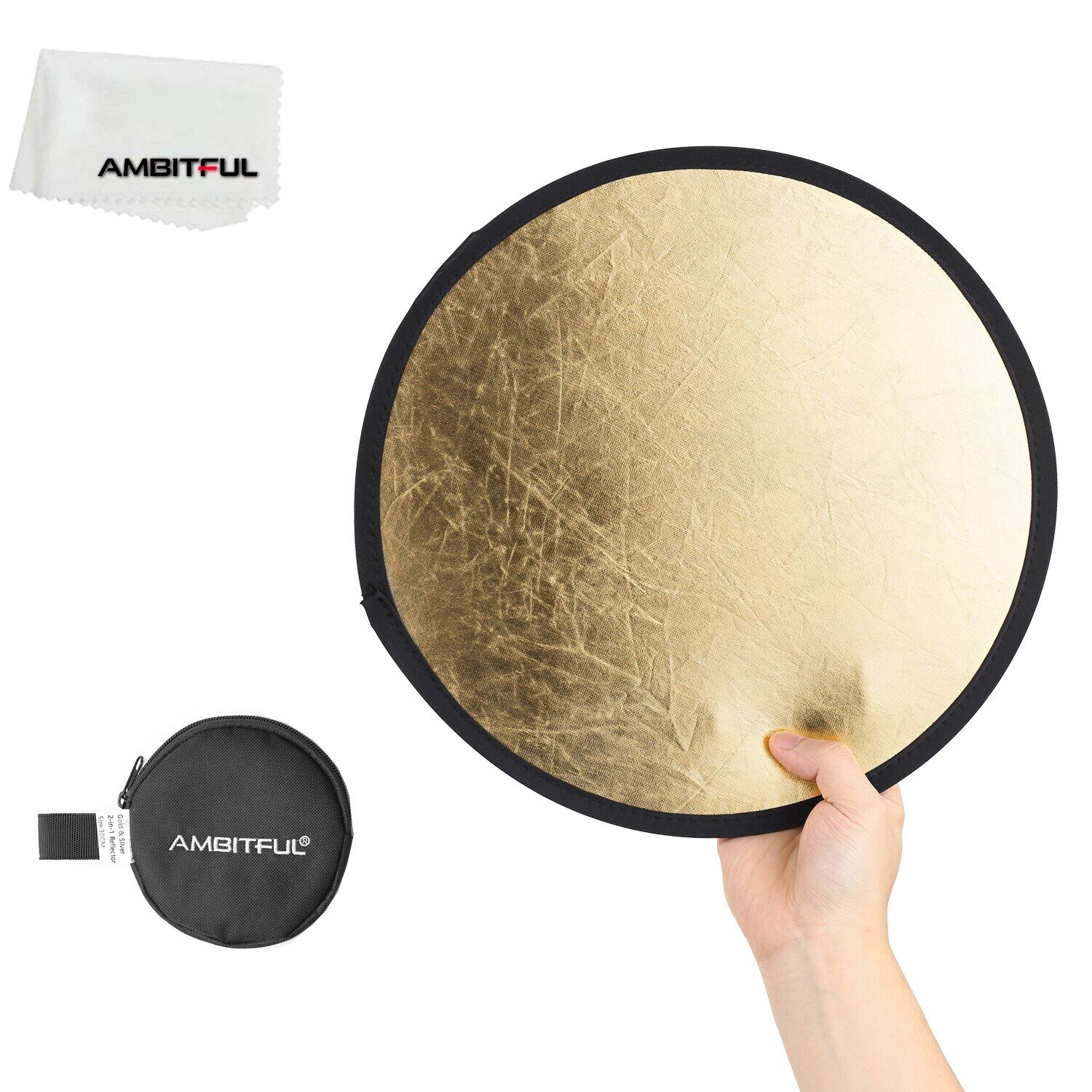 AMBITFUL 2in1 Gold Silver White 30cm Round Camera Lighting Photo Disc ...