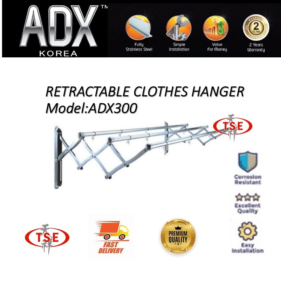 ADX 300 Retractable Clothes Hanger Fully Stainless Steel | Lazada