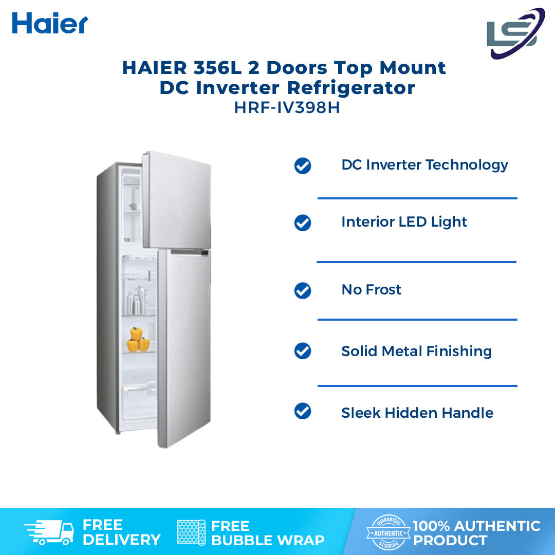 HAIER 356L 2 Doors Top Mount DC Inverter Refrigerator HRF-IV398H | No Frost | LED Lighting | Ice ...