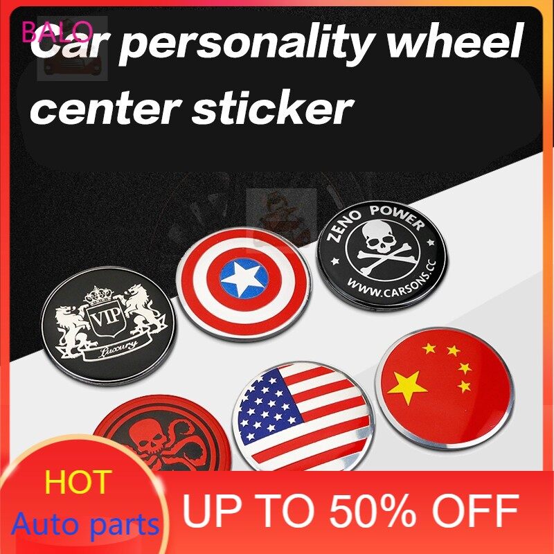 BALO 4pcs Spot Car Universal Wheel Cover Sticker Car Tire Center Middle ...