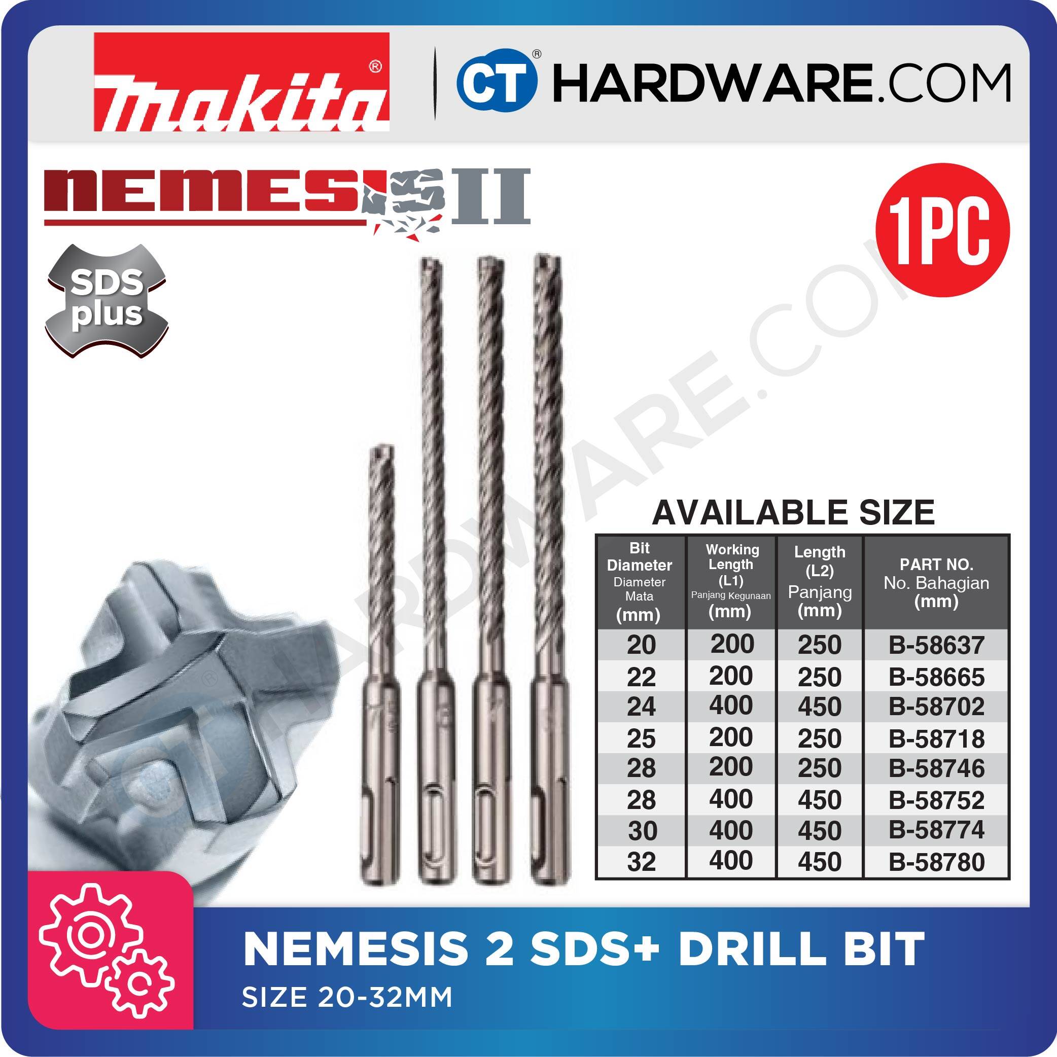 MAKITA NEMESIS II SDS PLUS DRILL BIT SIZE 20MM - 32MM [ NEMESIS 2 ...