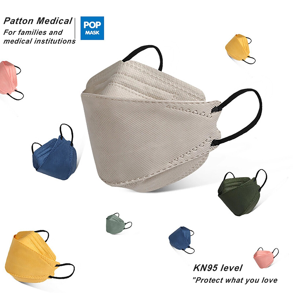 Queenki [คลังสินค้าพร้อม] 10Pcs Kf 94Kids 3D 4 Layer Morandi Face Masks ...