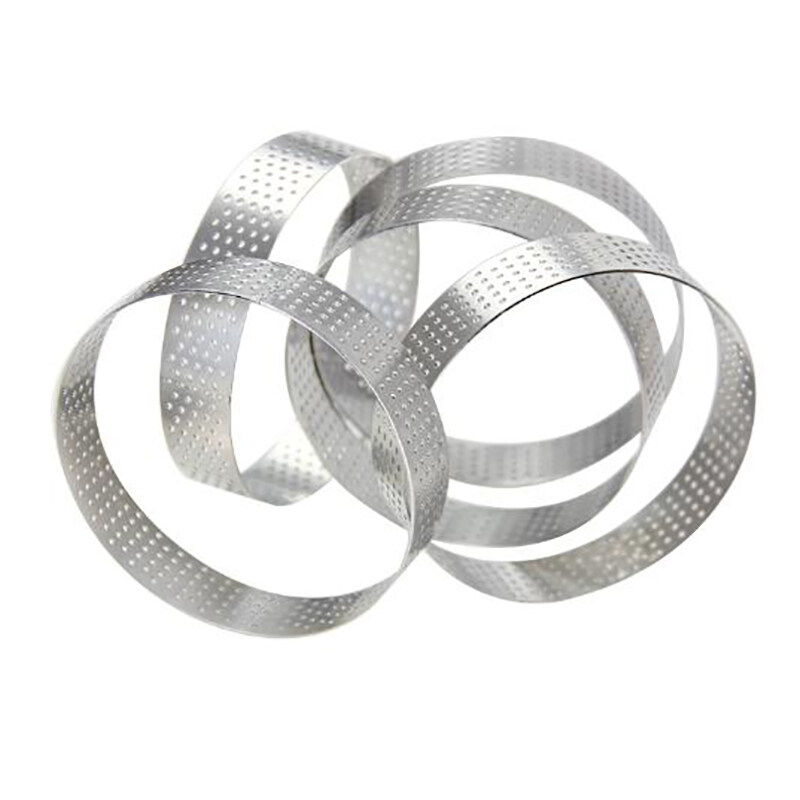 Circular Stainless Steel Porous Tart Ring Bottom Tower Pie Cake Mould ...
