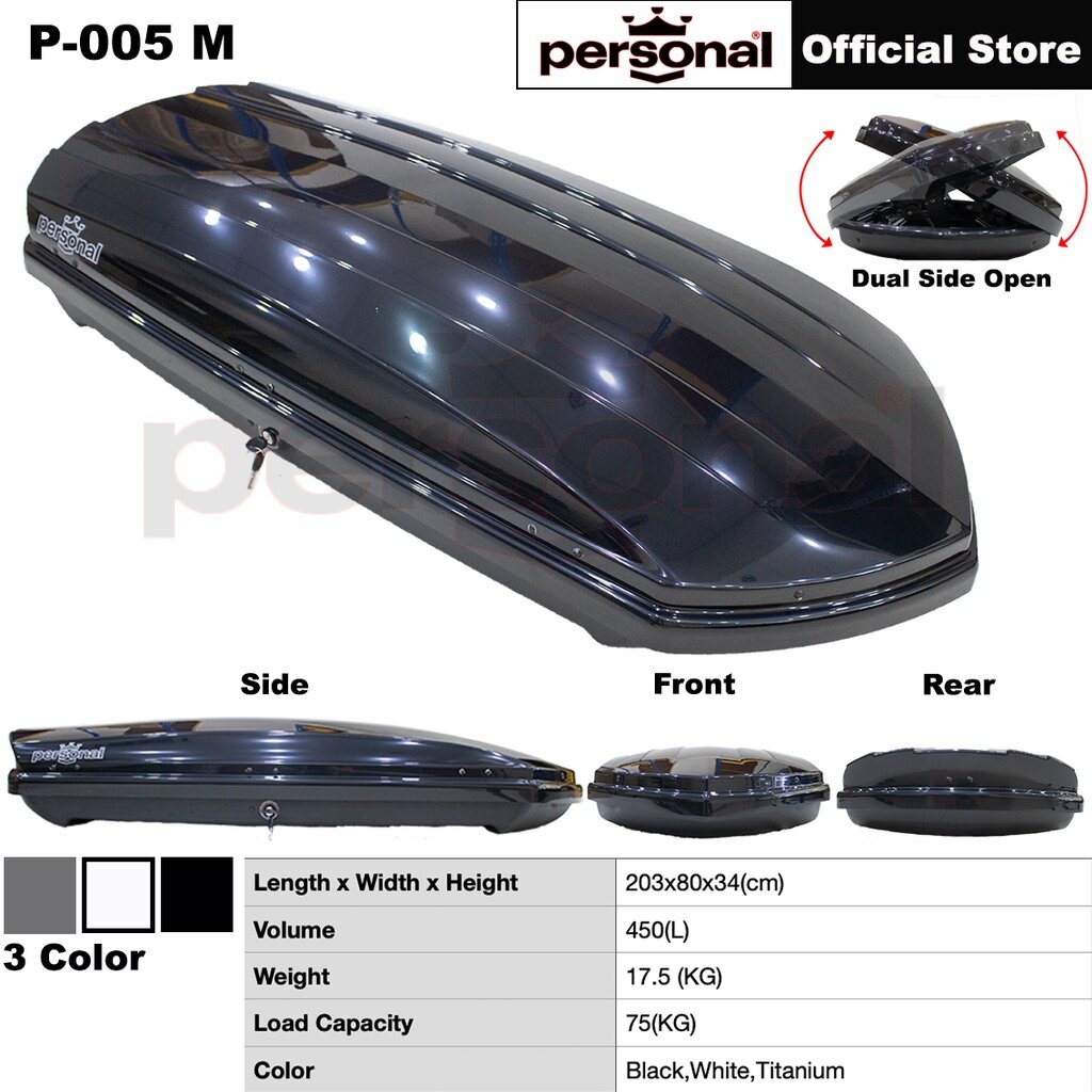 PERSONAL P-005 Car Roof Box PC Material (S,M,L,XL Size) Glossy Color ...