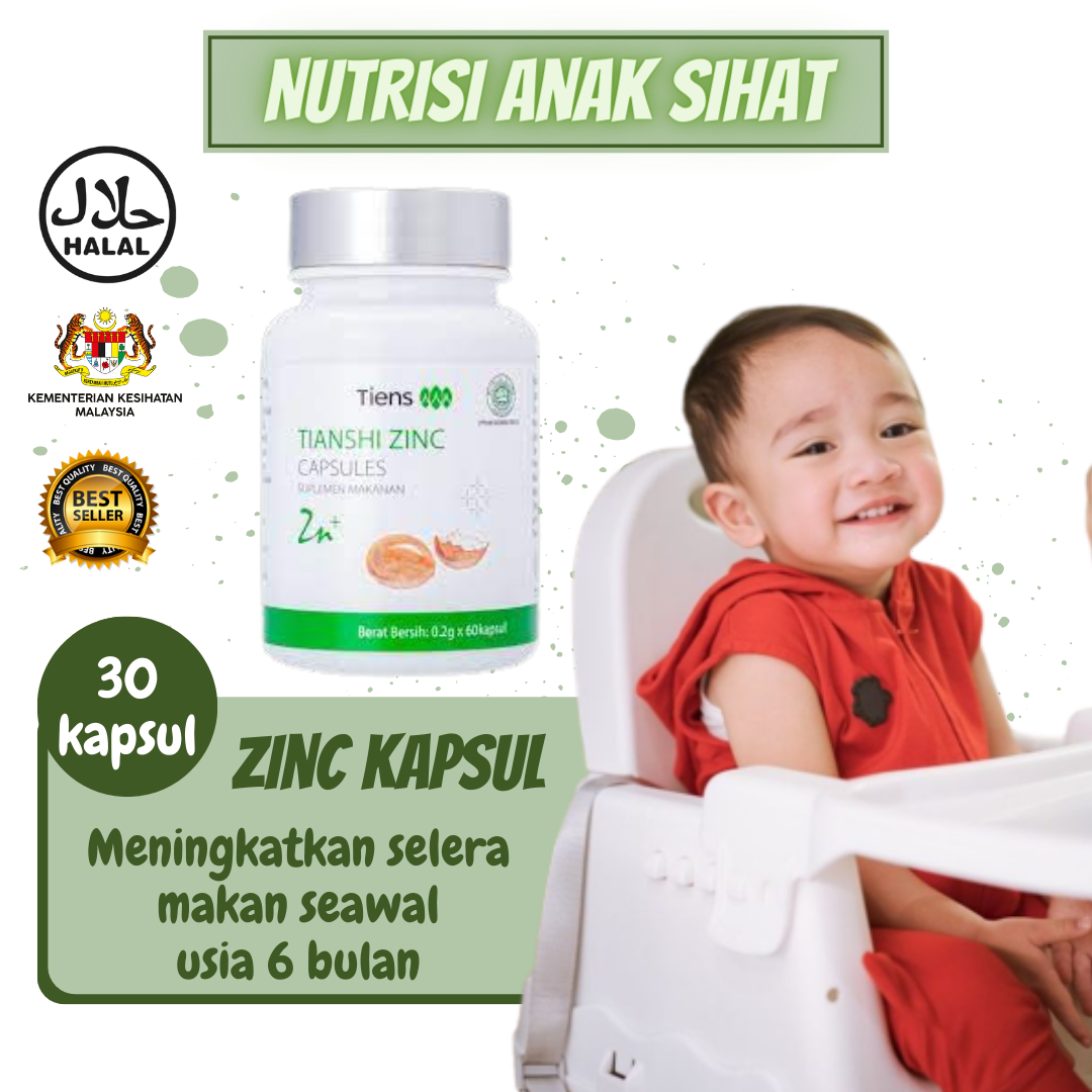 ZINC CAPSULES Vitamin Tambah SELERA MAKAN KANAK KANAK set 30kapsul KIDS ...