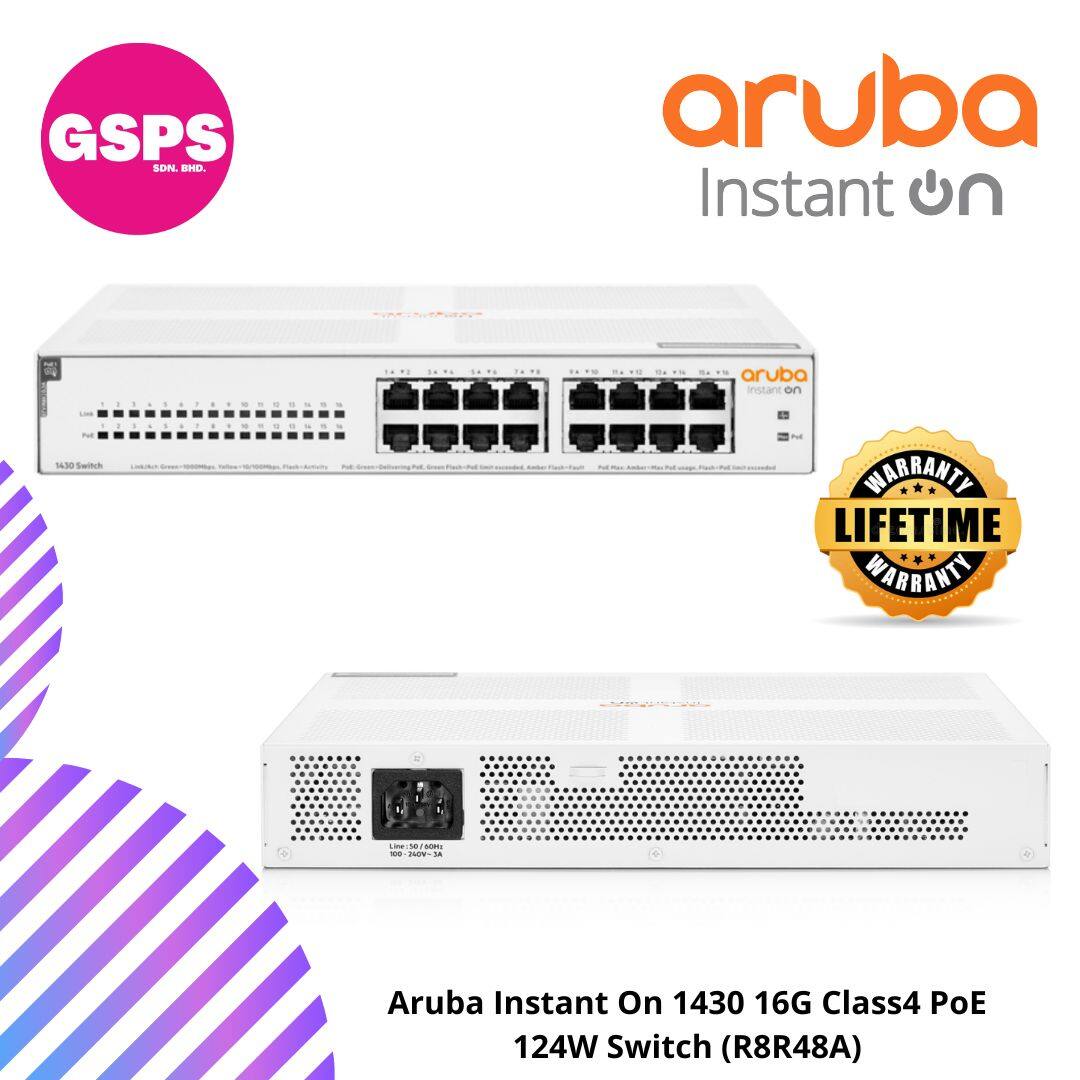 Aruba Instant On 1430 16G Class4 PoE 124W Switch (R8R48A) | Lazada