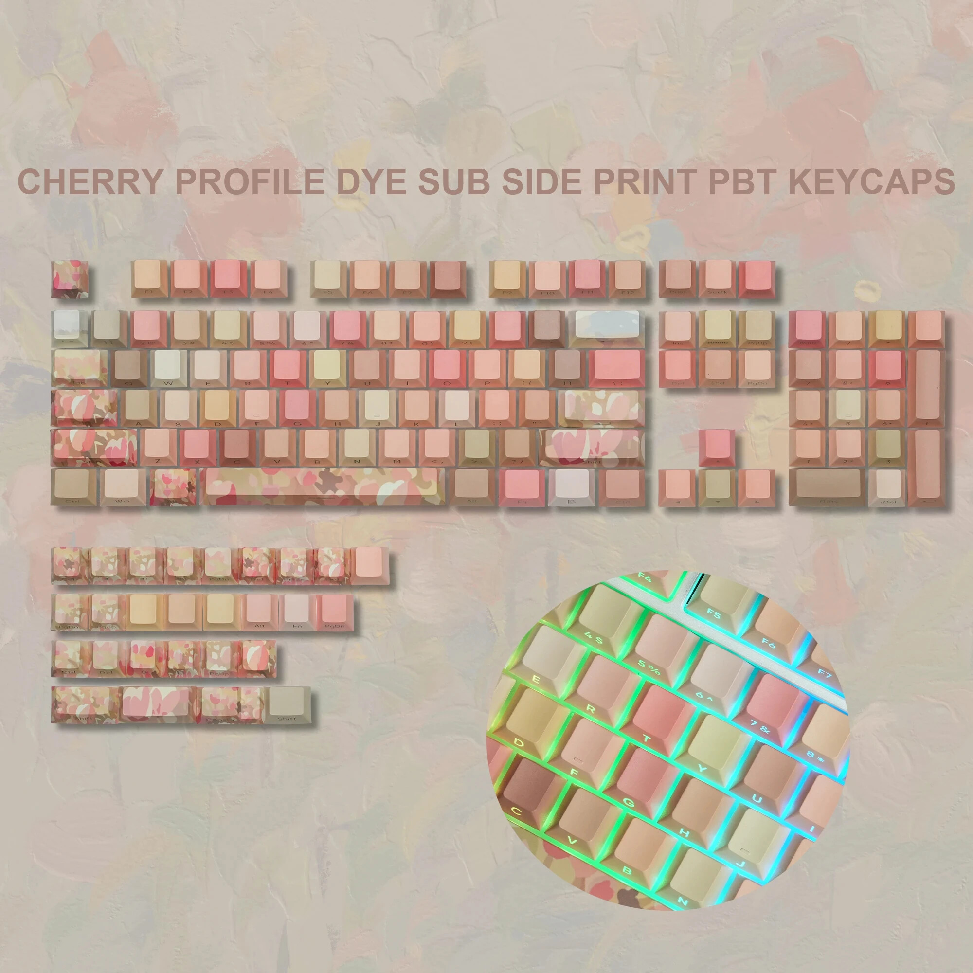 WOMIER 131 Keys Side Print B Store Patten 5 Side Dye-Sub PBT Keycap RGB ...